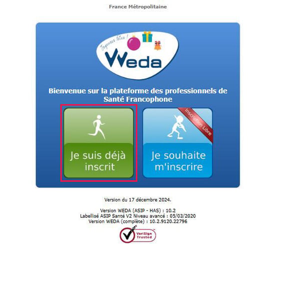 Connexion au compte WEDA