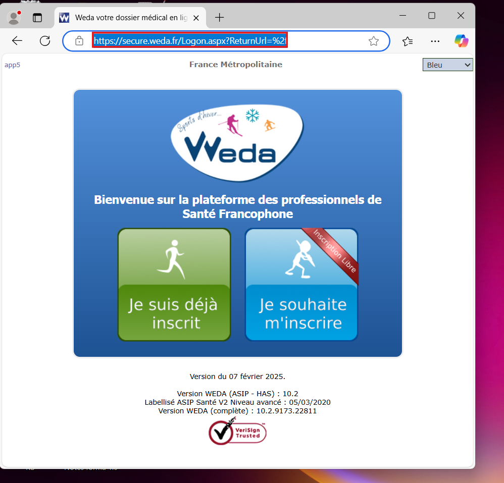 Raccourci WEDA sur Windows